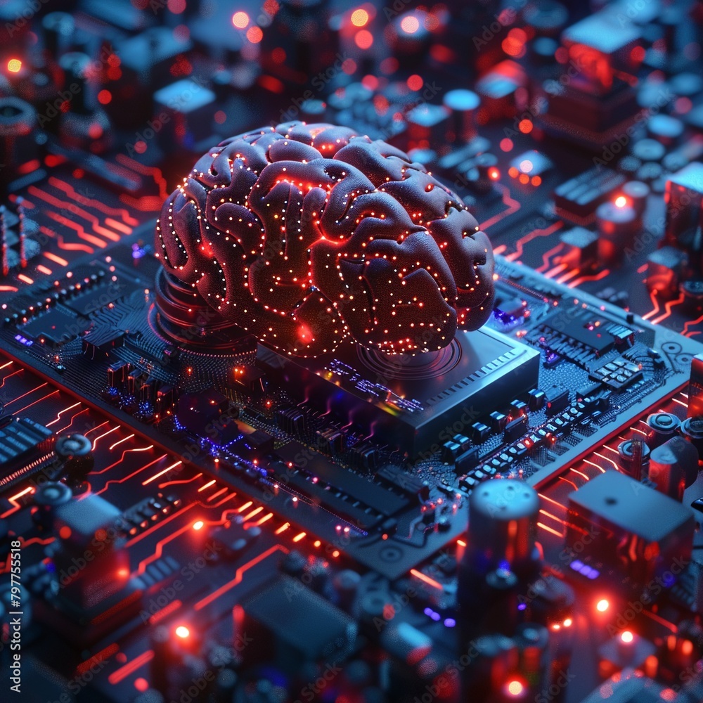 See a futuristic neural link concept, illustrating a brain implant for medical purposes The ...