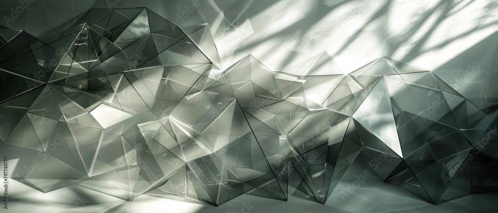 Triangular prisms stacked upon each other, casting shadows that form ...