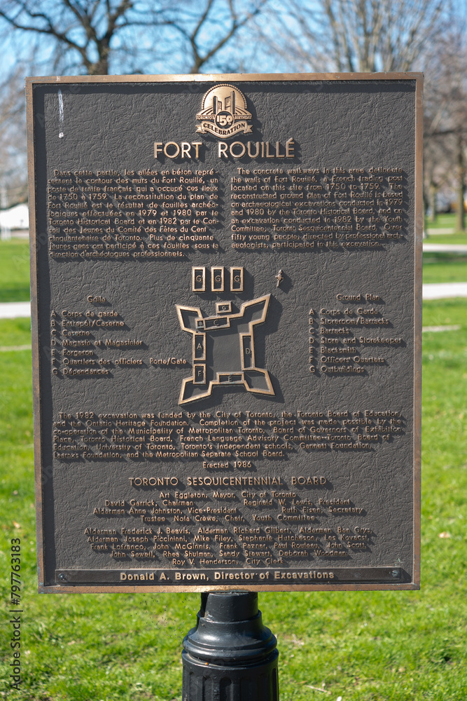 historical plaque with diagram and inscription at Fort Rouille, a ...