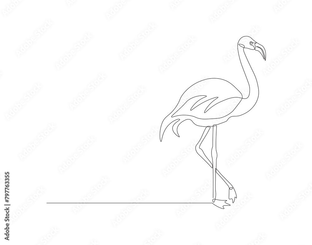 Continuous line drawing of flamingo bird. One line of flamingo bird ...