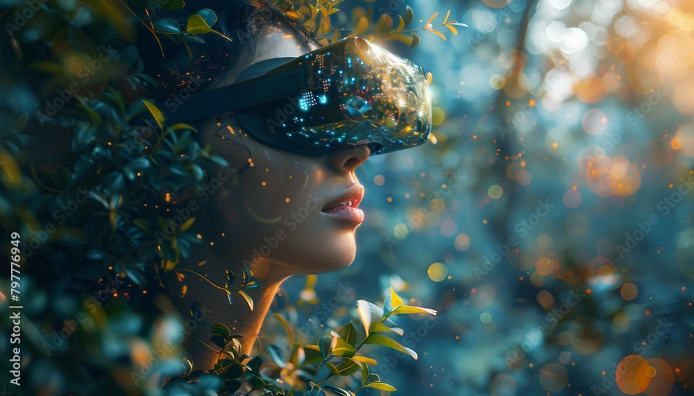 Time-Traveling Insights, person wearing VR goggles immersed in a ...