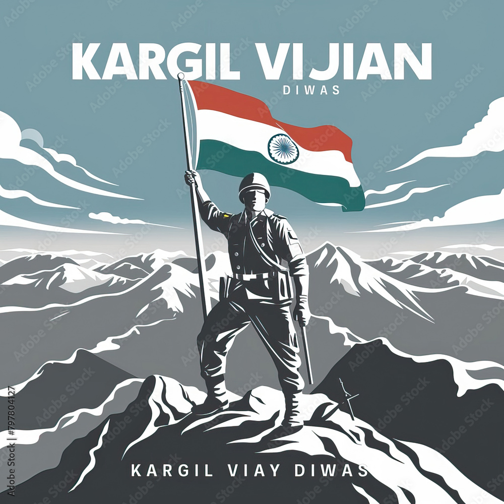 Kargil Vijay, Kargil Vijay Diwas, Kargil Vijay Diwas Poster, Commemoration Day. 26th July, Happy ...
