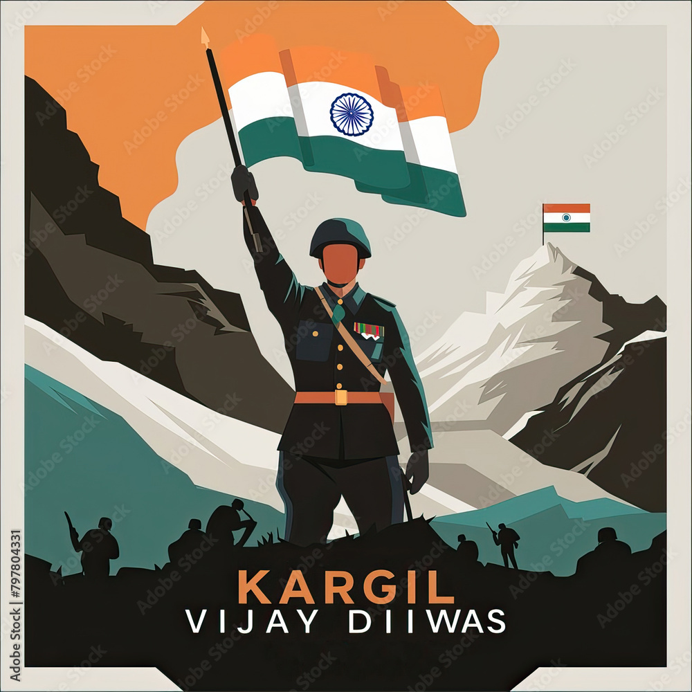 Kargil Vijay Diwas, Kargil Vijay Diwas Poster, Commemoration day. 26th July, Kargil Vijay, Happy ...