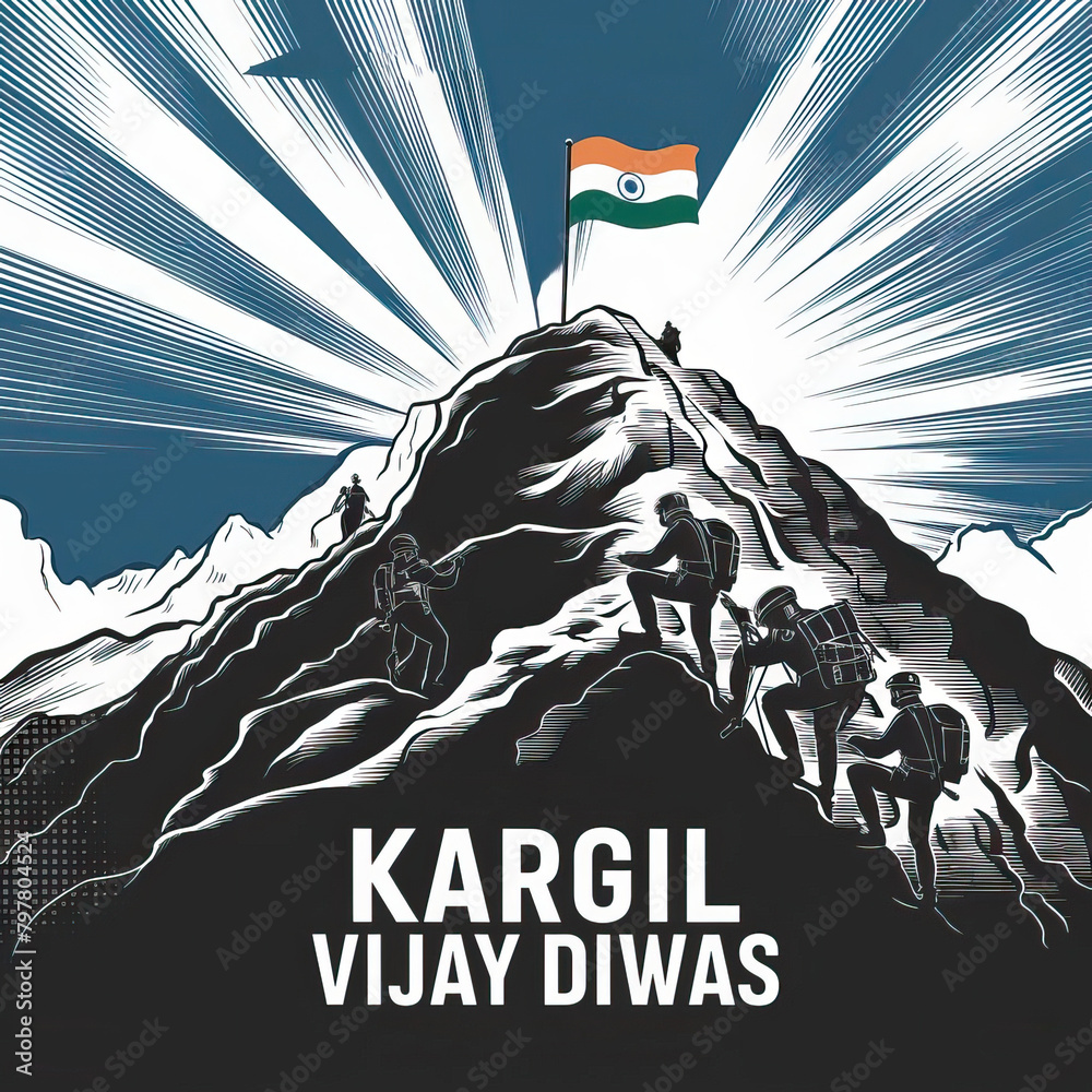 Kargil Vijay Diwas, Kargil Vijay Diwas Poster, Commemoration day. 26th July, Kargil Vijay, Happy ...