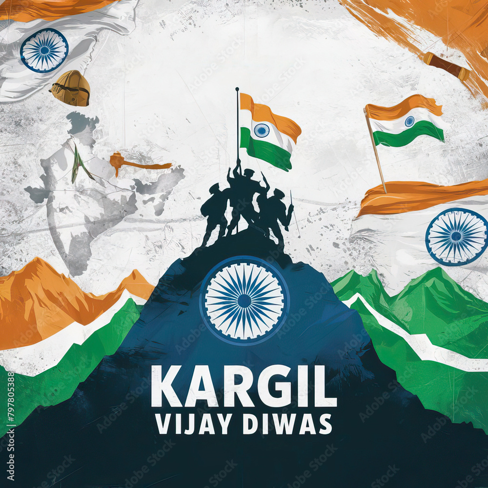 Kargil Vijay Diwas, soldiers silhouettes. Kargil Vijay Diwas poster ...