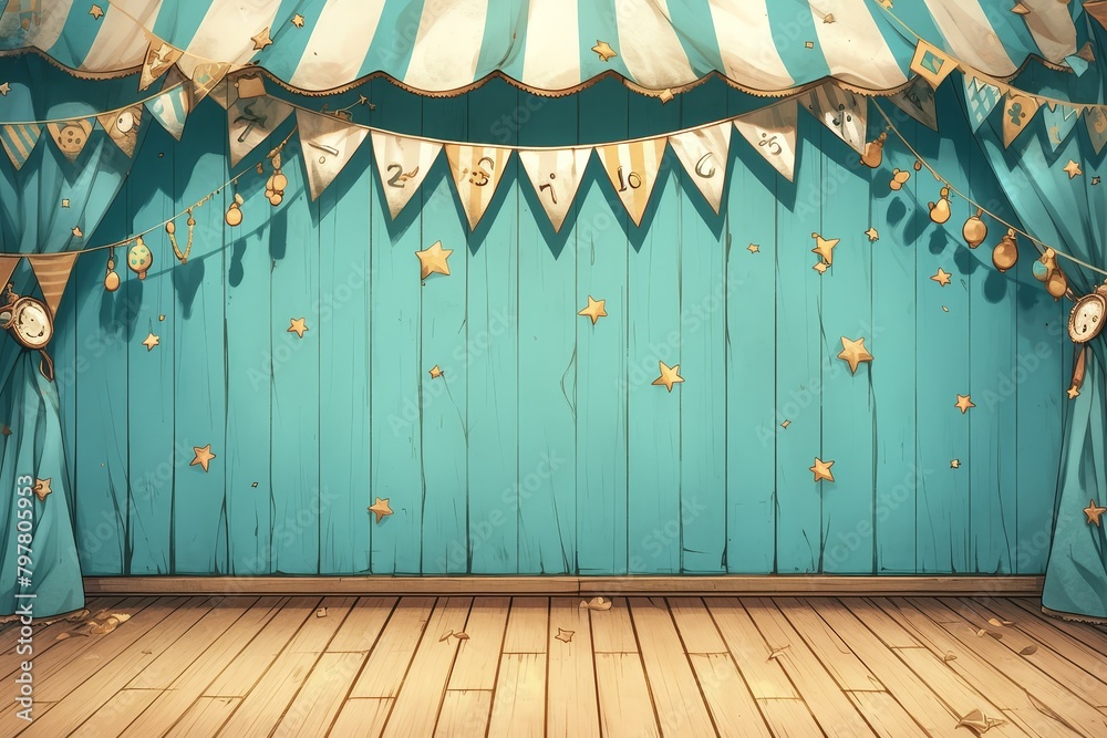 Circus tent stage background with big top, circus stage backdrop with ...