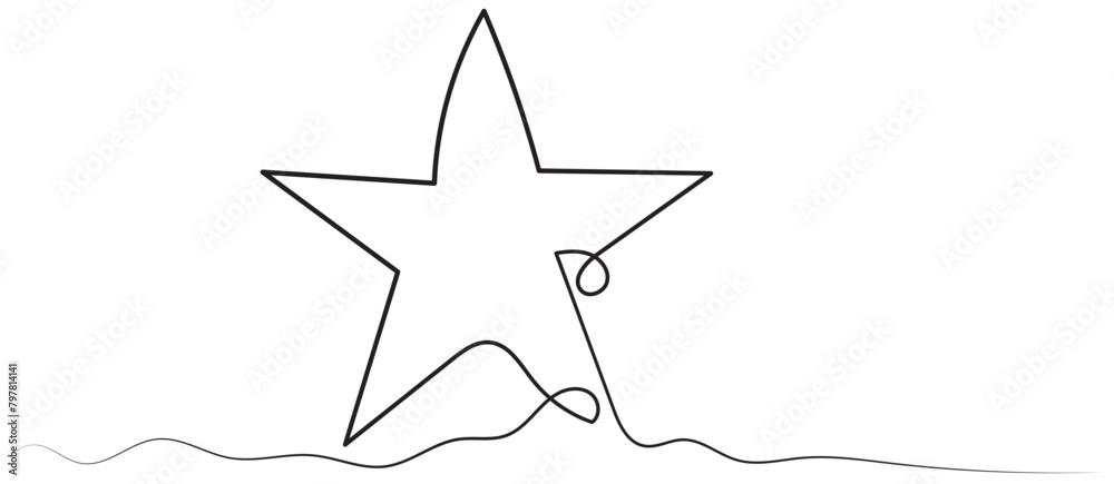 hand draw doodle stars illustration in continuous line arts style ...