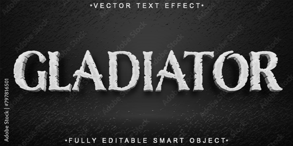 Worn White Gladiator Vector Fully Editable Smart Object Text Effect ...