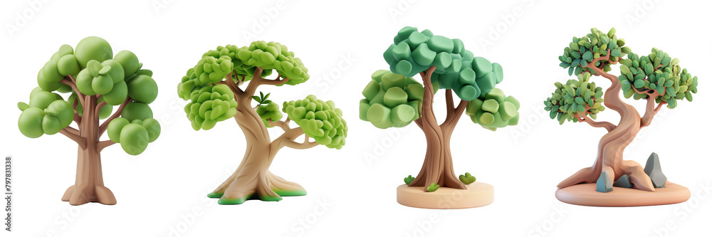 PNG bodhi tree 3d icons and objects collection, in cartoon style ...