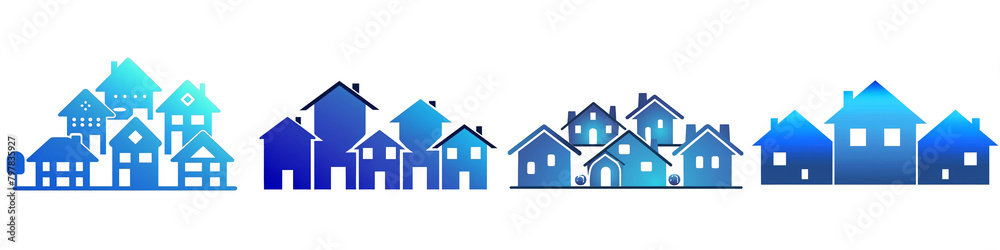 Neighborhood clipart collection, symbol, logos, icons isolated on ...