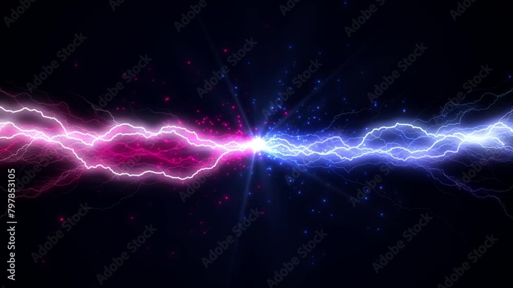 Lightning collision red and blue background, versus footage seamless ...