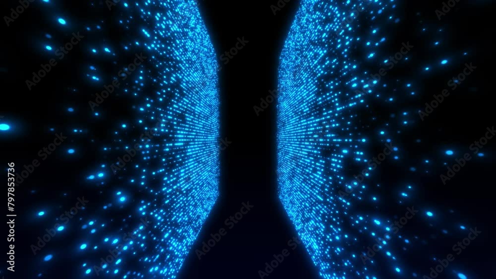 Looping 3D animation. Abstract background with colorful neon particles ...