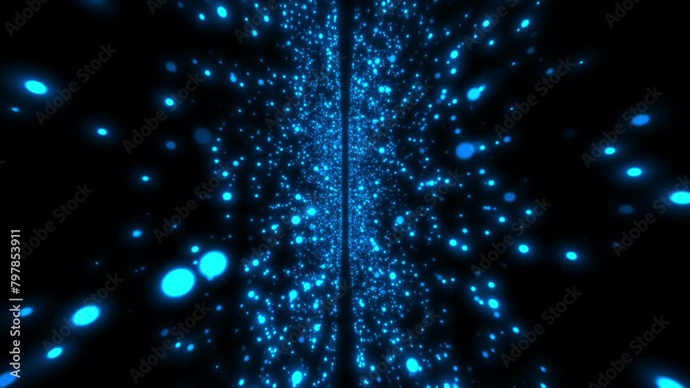 Looping 3D animation. Abstract background with colorful neon particles ...