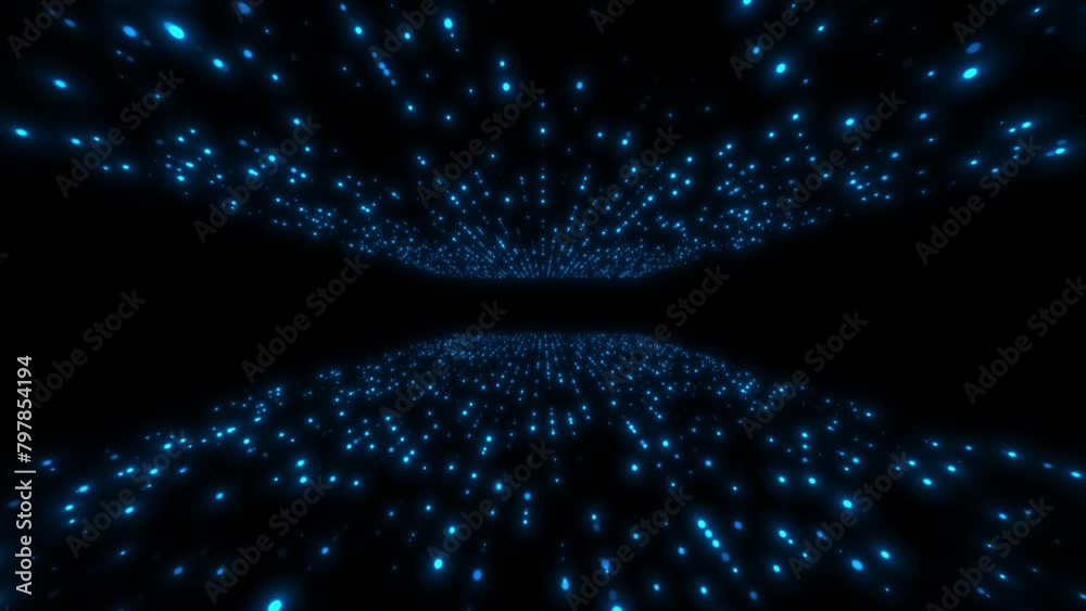 Looping 3D animation. Abstract background with colorful neon particles ...