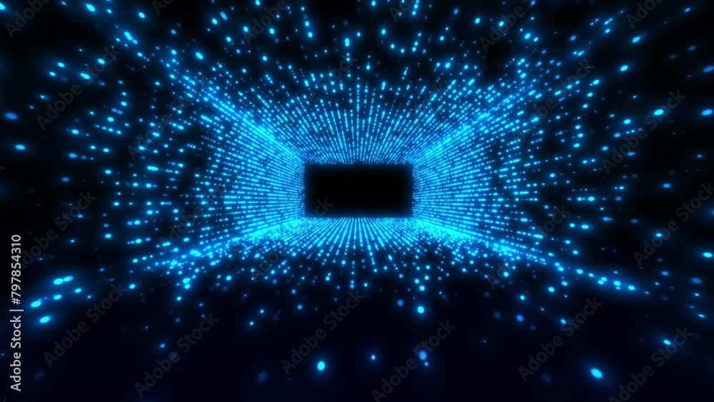 Looping 3D animation. Abstract background with colorful neon particles ...