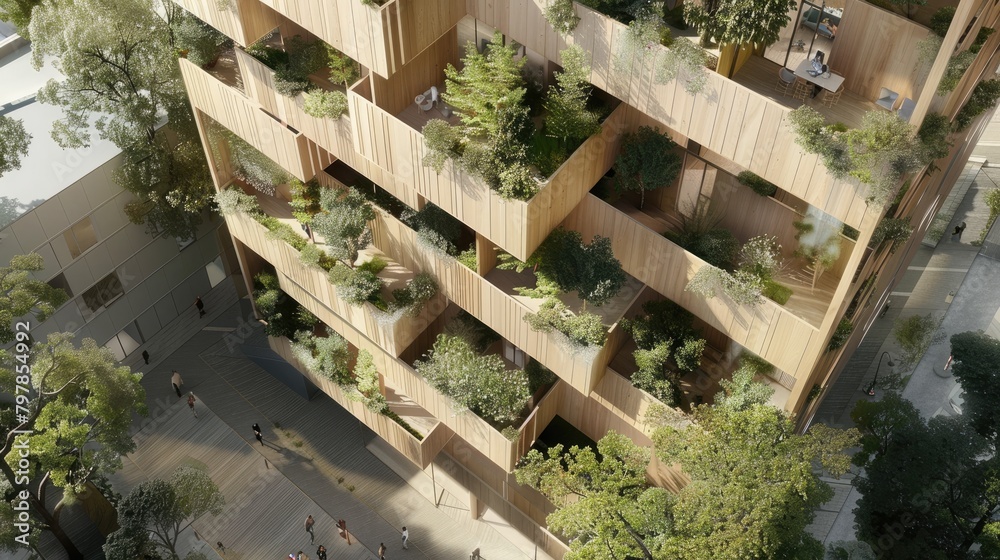 Architectural model of a sustainable building complex with green roofs ...