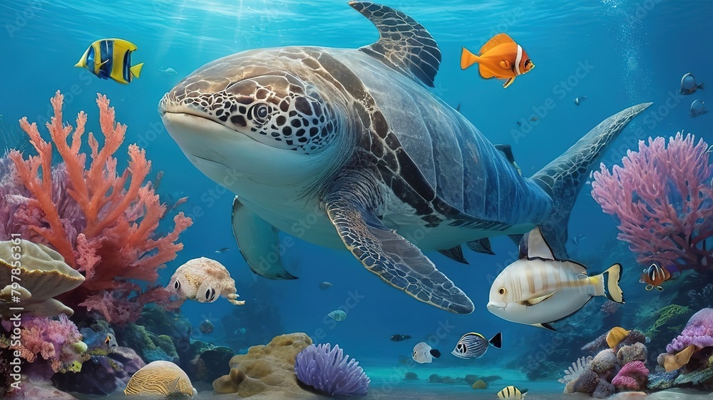 Fish with a different appearance, small fish, view under the sea. Stock ...