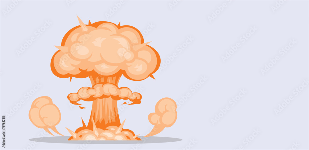Big bomb explosion and fireball isolated. Nuclear Explosion. Cartoon ...