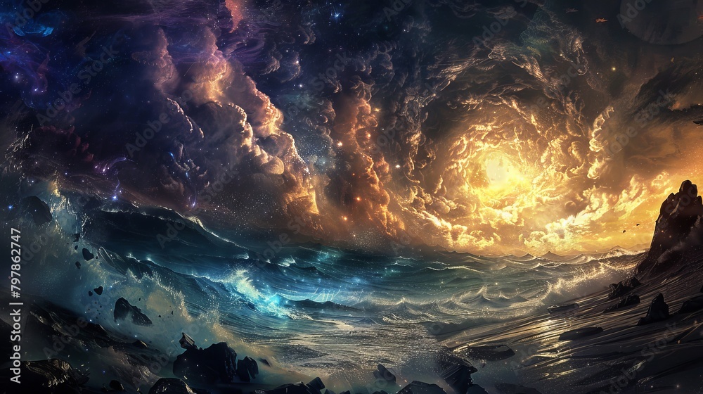 Vivid illustration depicting the biblical creation story and the ...