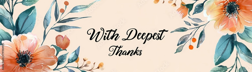 Elegant watercolor botanical thank you card mockup, Watercolor thank ...