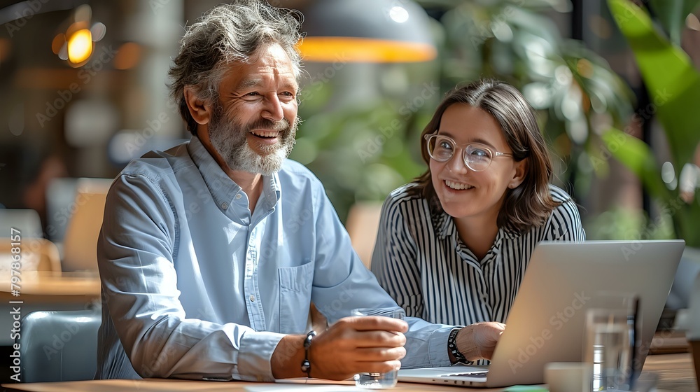 Positive Teamwork and Collaboration in Stylish Office Environment Stock ...