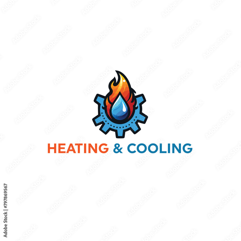 heating and cooling logo, hvac logo design, fire & water logo, oil and ...