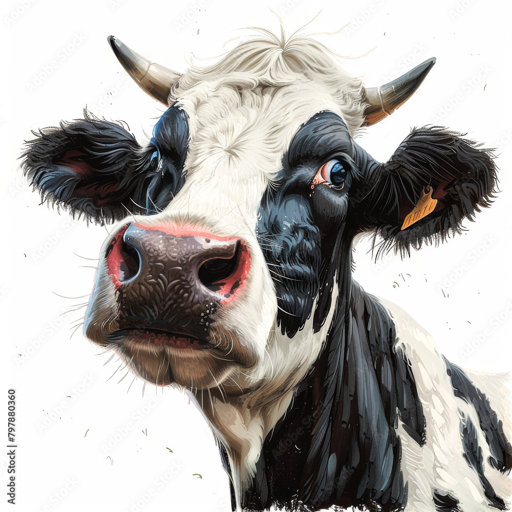 ภาพประกอบสต็อก Cartoon Caricature of a Cow. Generated Image. A digital ...