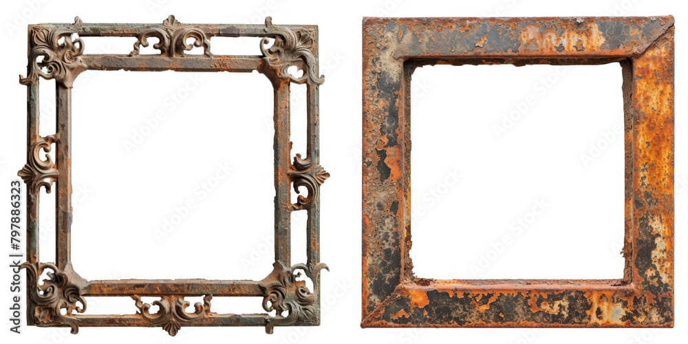 Old rustic corrosion metal frame. Steel square rust border Stock Photo ...