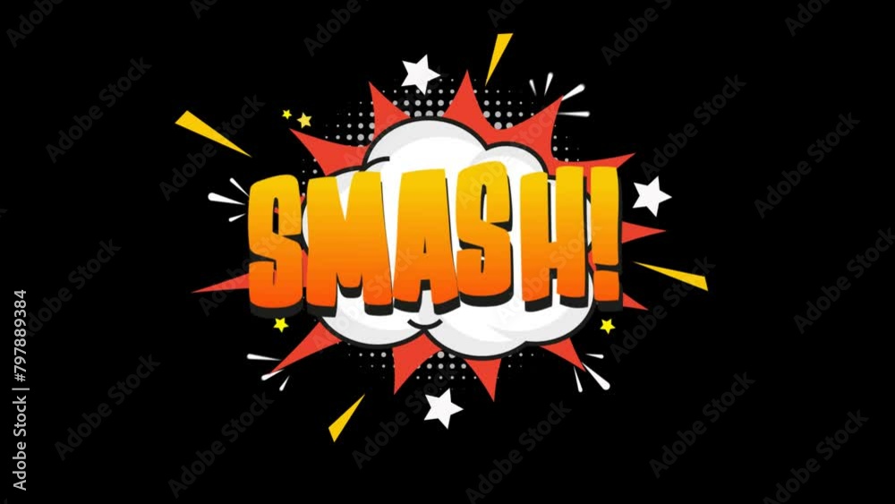 SMASH pop art in comic style animation text video 4K. Vintage colorful ...