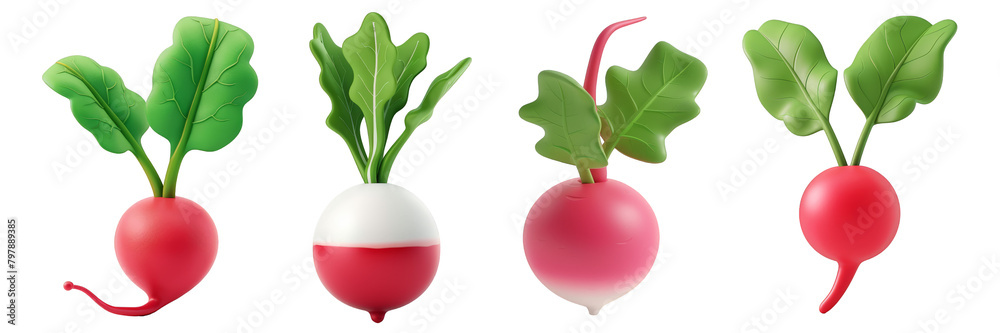 PNG radish 3d icons and objects collection, in cartoon style minimal on ...