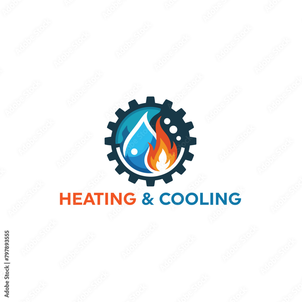heating and cooling logo, hvac logo design, fire & water logo, oil and ...