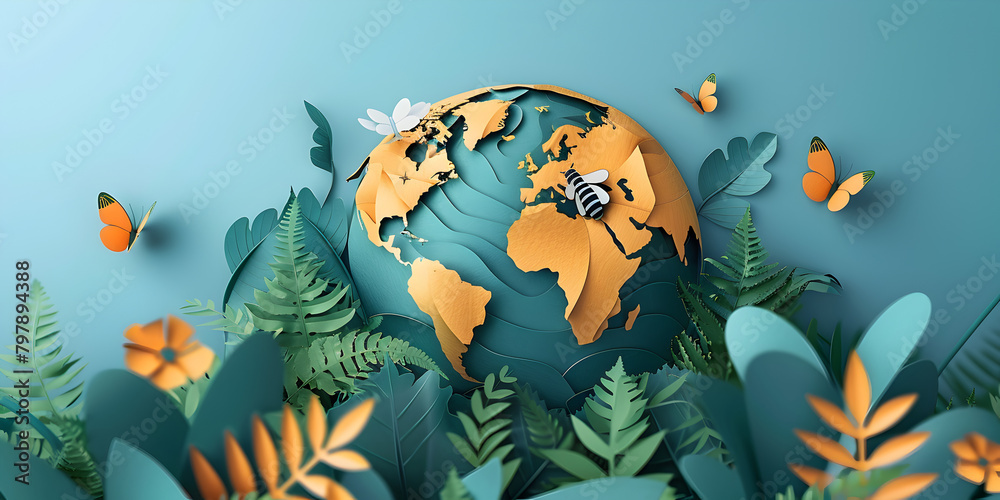 World environment day banner design layout with globe earth model ...