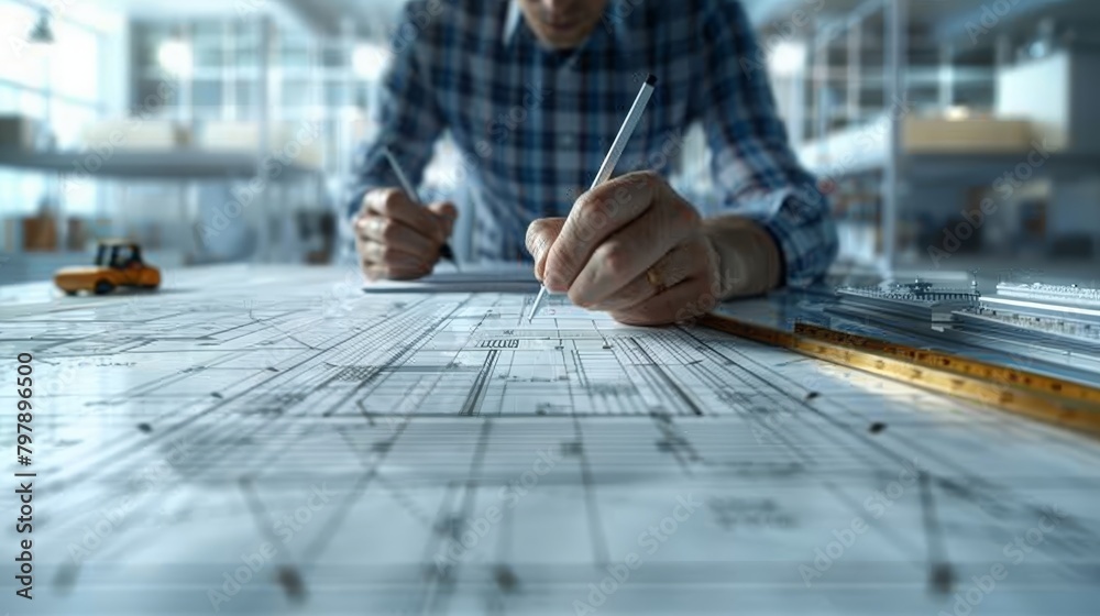 Grid Lines: A 3D vector illustration of an architect using grid lines ...