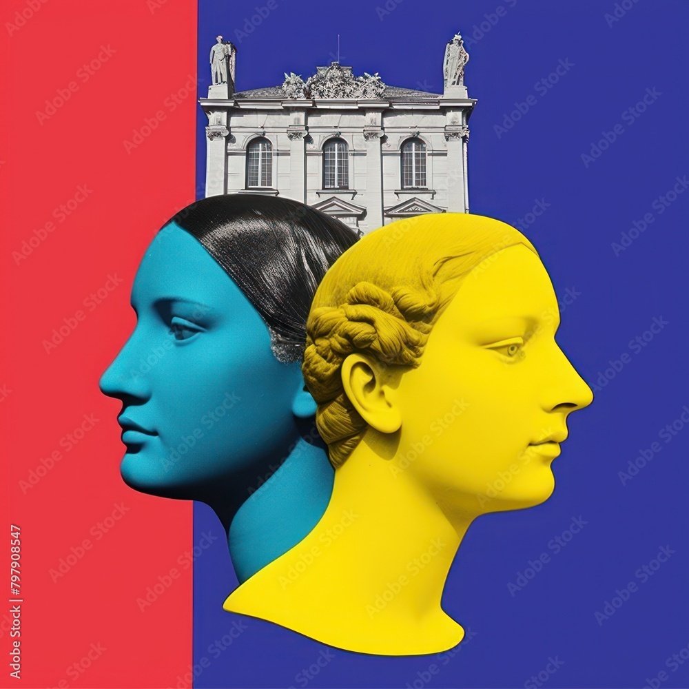 Pop france traditional art collage represent of france culture ...