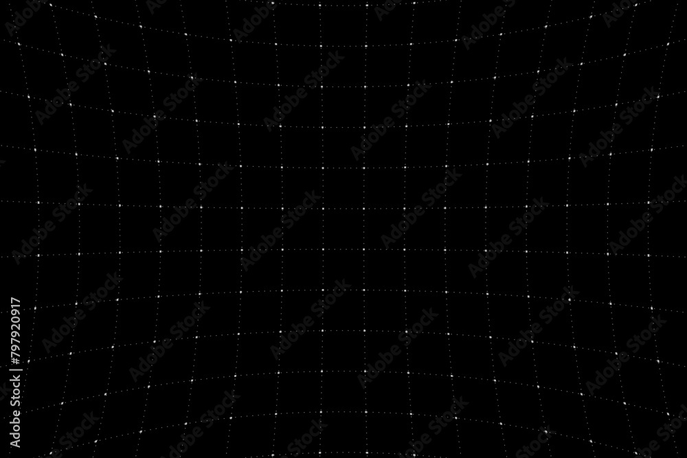 VR HUD futuristic interface voluminous square grid. Line and dot head ...