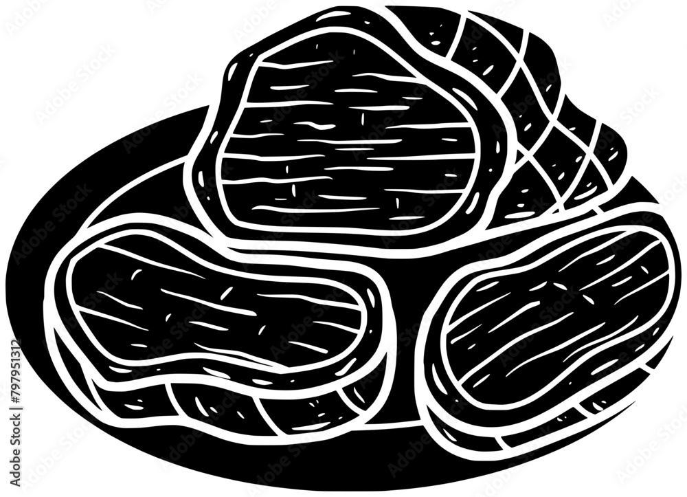 meat illustration beef silhouette dinner logo plate icon bowl outline ...