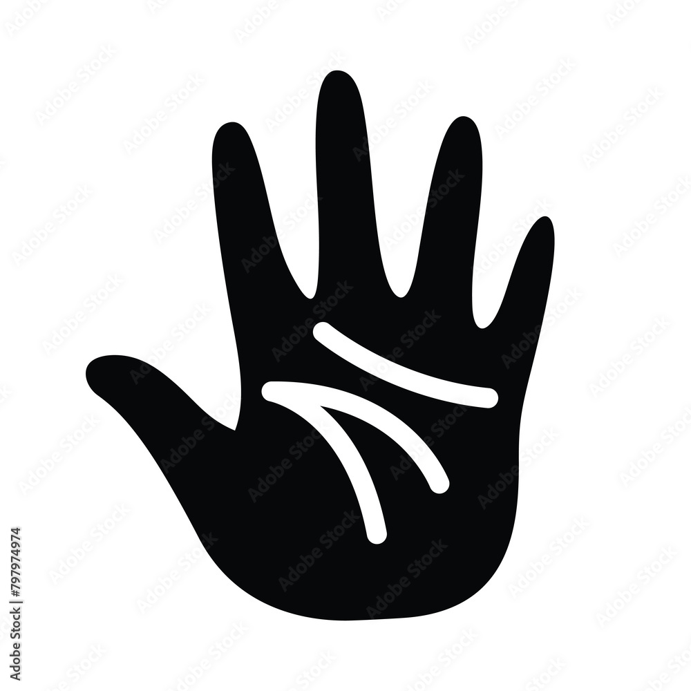 Human hand icon symbol, palm silhouette vector illustration, sense of ...