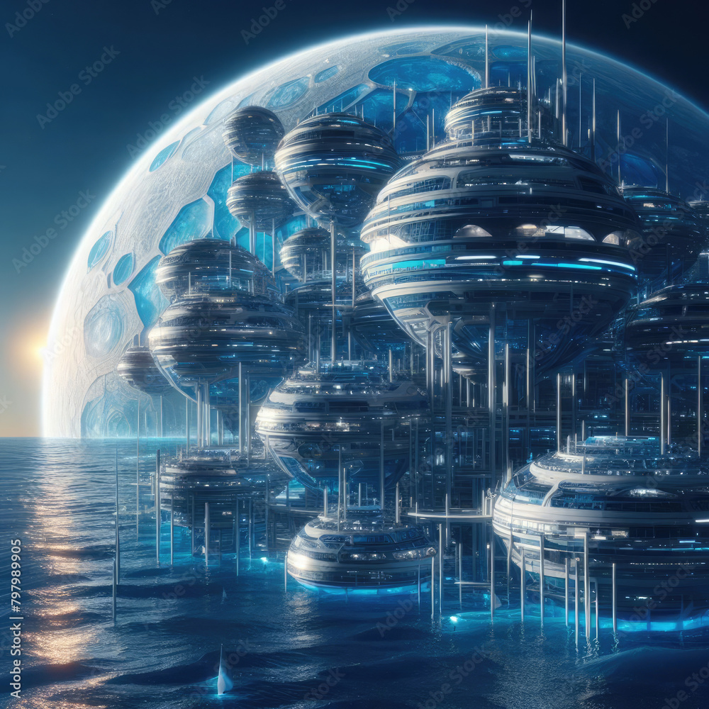 Generative AI modern future cityscape with high technology robot ...