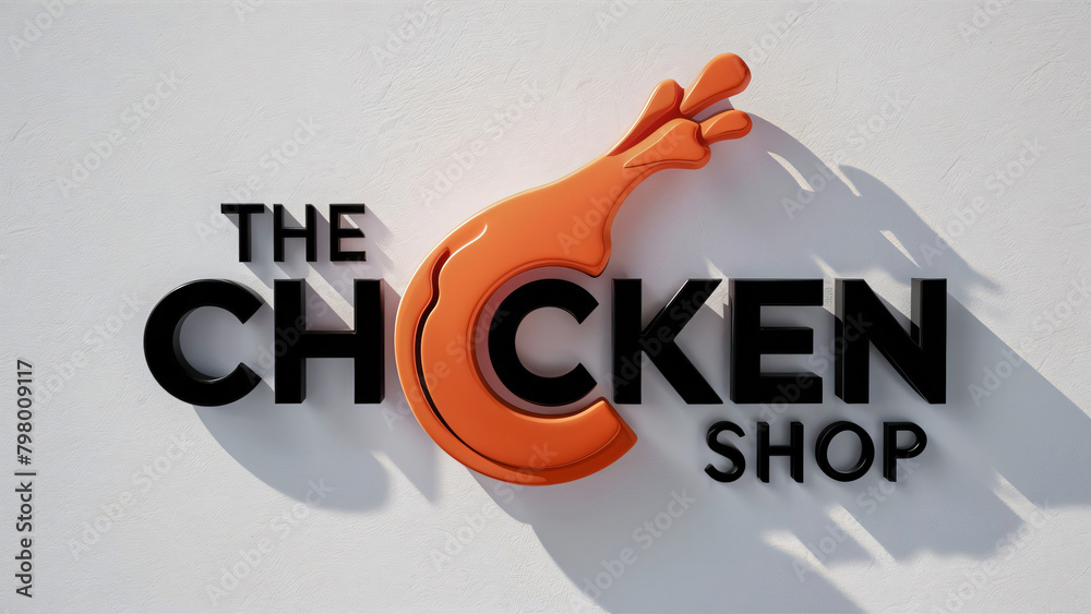 High resolution 3d rendering for a chicken shop logo, poster and banner ...