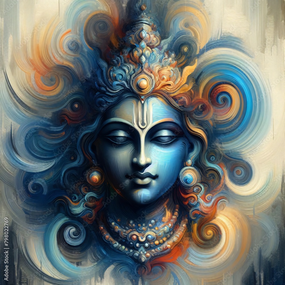 colorful abstract lord vishnu art with oil paint brush stroke Stock ...