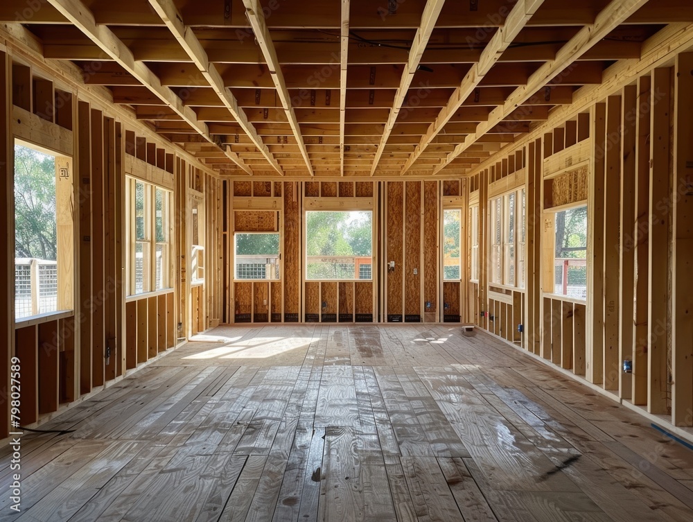 Wood Framing Construction: New Framework Build for a House with Timber ...