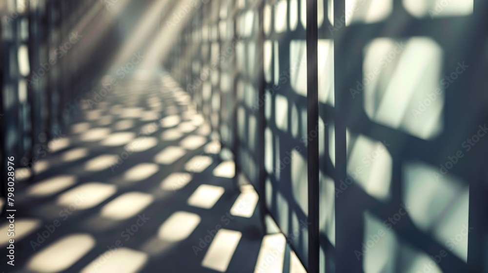 Defocused image 3 Soft beams of light filter through a mesh of ...