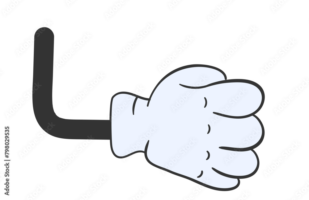PNG, Cartoon gloved arm on white background in hand drawn style. Comic ...