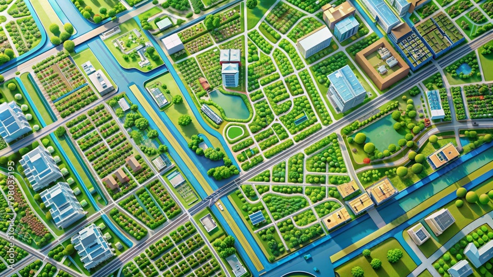 A detailed, technical blueprint showcasing urban planning and city ...