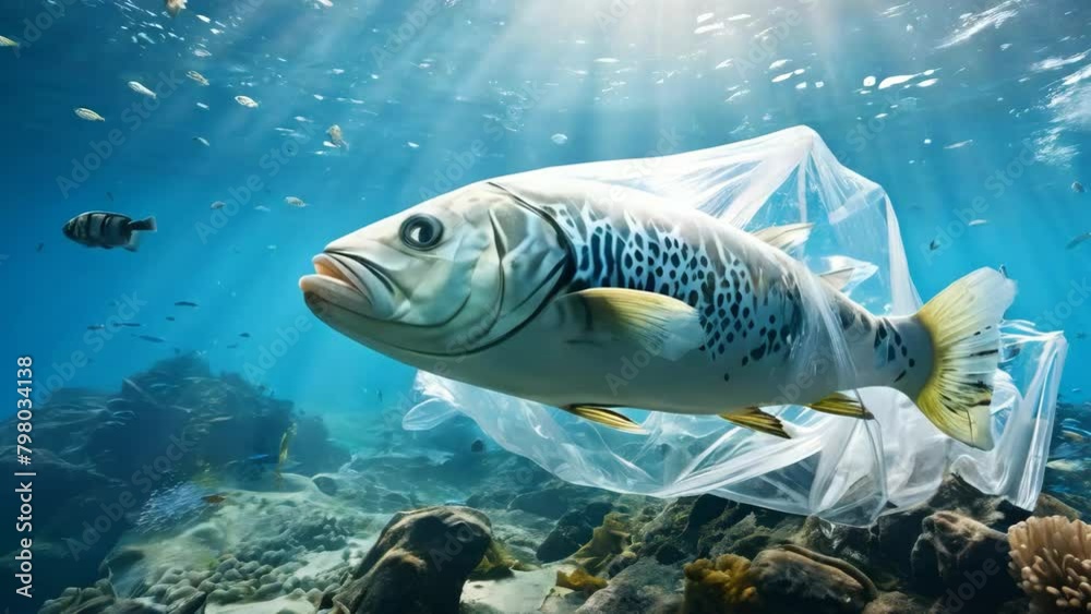 Fish ensnared by plastic pollution, a powerful depiction of marine life ...