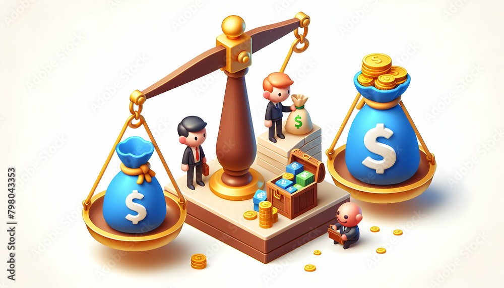 Wealth Weigh In: Cartoon Characters Comparing Different Forms of Wealth ...