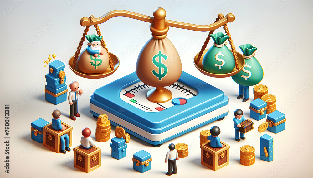 Wealth Weigh In: Cartoon Characters Comparing Different Forms of Wealth ...