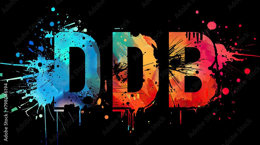 colorful art of DDB logo on black background , text font template for ...