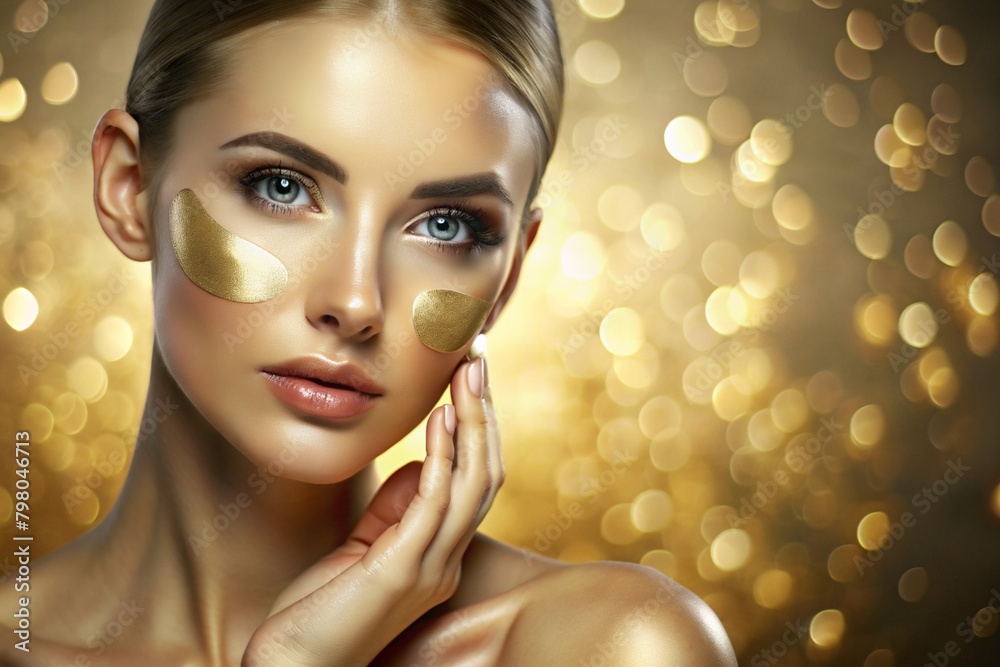 High-end image of rejuvenated skin through nanotech patches, visible as ...