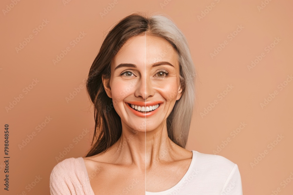 Aging bone density loss and wrinkles stage a facial comparison in an ...